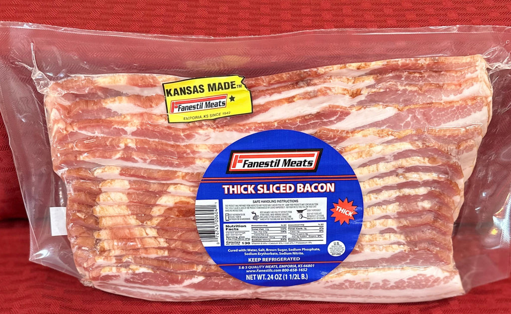 Fanestil thick sliced bacon 4/1.5# packages